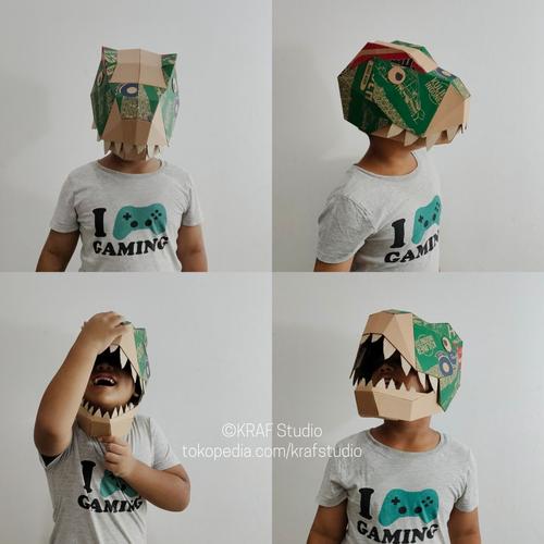 Jual Pola Kerajinan Kardus no.1134: Helm Atau Topi Dinosaurus T-rex ...