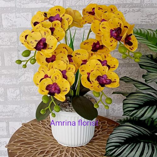 Jual bunga anggrek latex artificialncabang 4vas garis - ungu tua - Kab ...