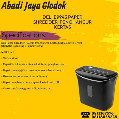 Jual DELI E-9945 PAPER SHREDDER - Jakarta Barat - Abadi Jaya Harco ...