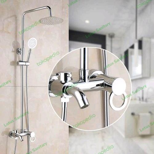 Jual shower tiang mandi set kran panas dingin stainless steel premium ...