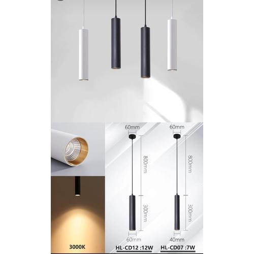 Jual Lampu gantung LED minimalis tabung 7w dan 12w - Body Putih/Hitam ...
