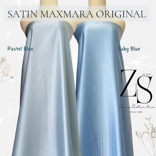 Jual Bahan Satin Maxmara Silk Lux Premium Meteran Mewah Warna Biru Muda ...