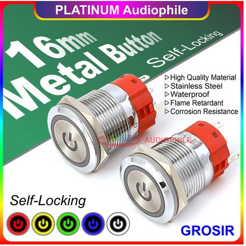 Jual Metal Push Button Switch 16mm + logo | LOCK LATCHING | stainless ...