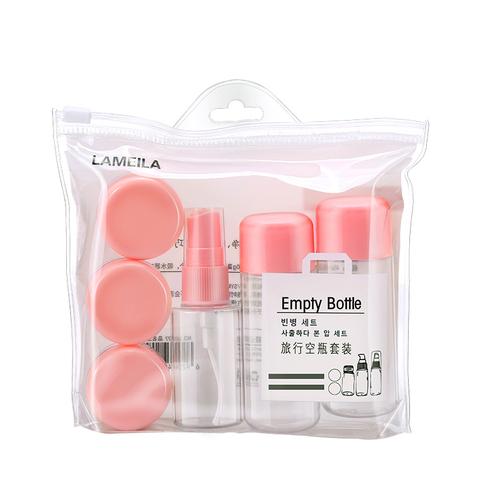 Jual Botol Travel Set Isi 8 pcs Toiletries Kit Set Lameila - Pink ...