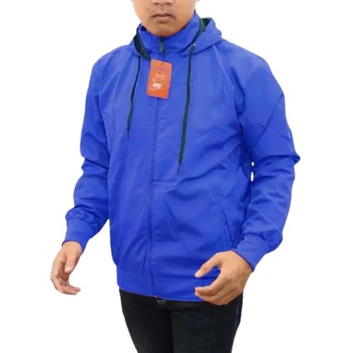 Jual (COD) Jaket Parasut Polos Olahraga Sporty Pria/Wanita Biru M-XXL ...