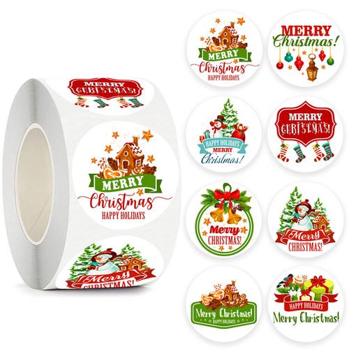 Jual 500pcs roll xmas sticker bulat natal 3.8cm /tempelan toples kue ...