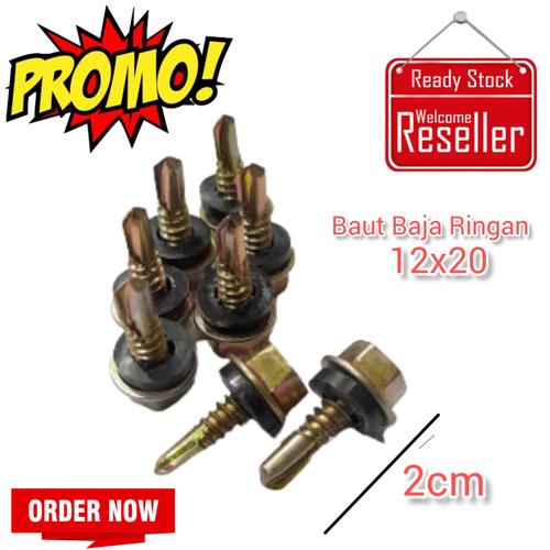 Jual Baut Baud Sekrup Skrup Roofing Ruving Baja Ringan 12x20 2cm - Kota ...