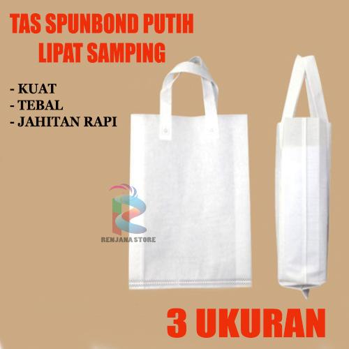 Jual Tas Spunbond Putih Goodie Bag Lipat Samping Putih Polos Tas Kain ...