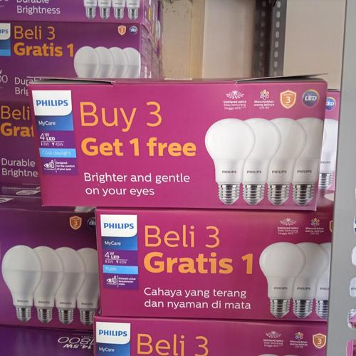 Jual PHILIPS PACK LED BULB 4 watt Philips paket isi 4 4watt Philips LED ...