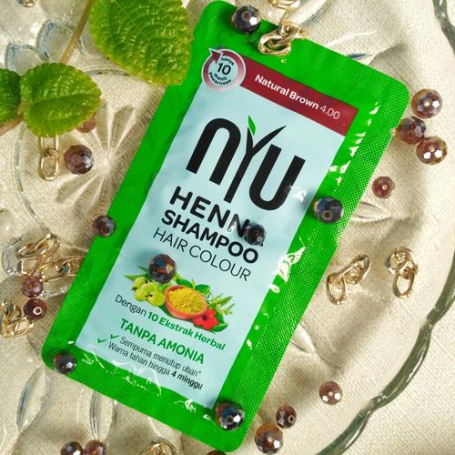 Jual Nyu Henna Shampoo Hair Color 20ml NATURAL BROWN 4.00 / Pewarna ...