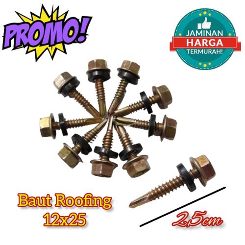 Jual Baut Sekrup Skrup Baja Ringan Atap Roofing 12x25 2,5cm per kotak ...