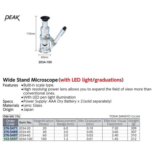 Jual Wide Stand Microscope With Graduation 20X PEAK 2034-20 - Kab ...