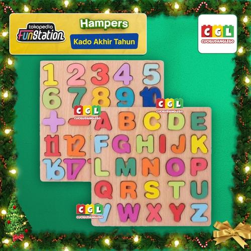 Jual Wooden Puzzle Kayu 3D Chunky Puzzle Anak Abjad Huruf ABC Angka ...