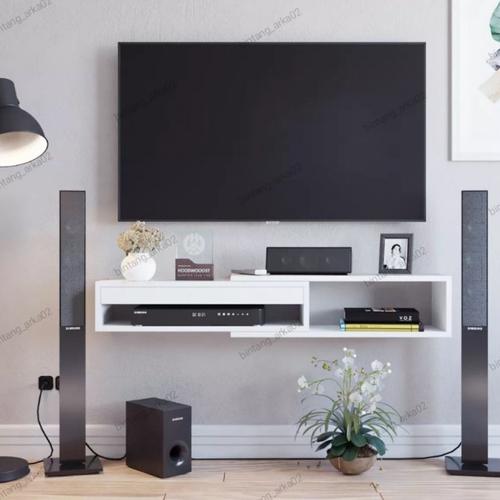 Jual rak tv minimalis/rak tv gantung/rak ambalan tv - Putih, panjang ...