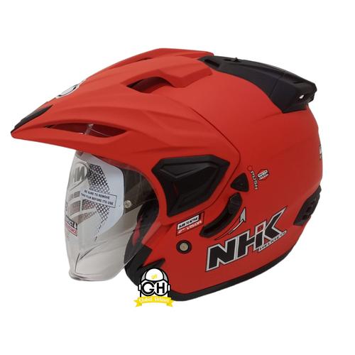 Jual HELM HALF FACE NHK PREDATOR CRYPTON SOLID RED DOFF DOUBLE VISOR ...