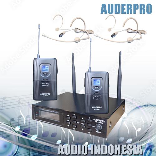 Jual MICROPHONE WIRELESS AUDERPRO AP-926WM-AA 2 MIC HEADSET BERMUTU ...