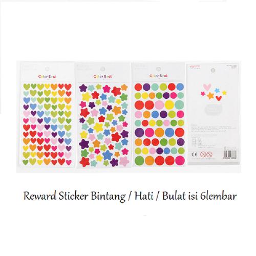 Promo Stiker isi 6lembar Reward Sticker Bintang Hati Bulat Colorful ...