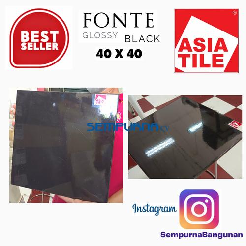 Jual Keramik lantai KW1 hitam polos Asia Tile Fonte Black 40x40 kilap ...