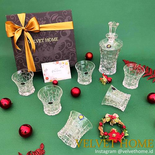 Jual Botol Whisky + Gelas kristal SET Hampers kado natal wedding imlek ...