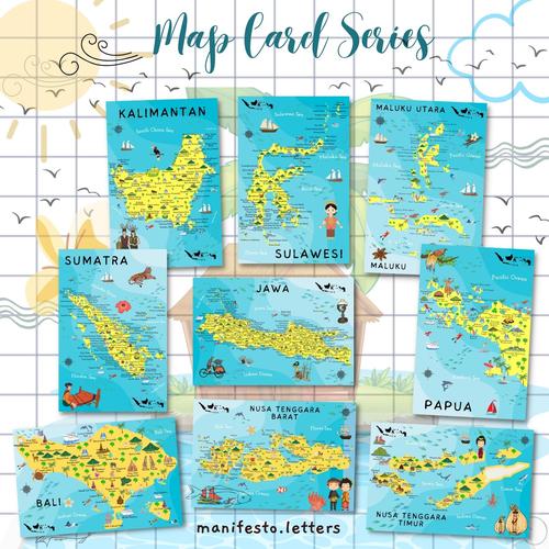 Jual Postcard Peta Tourism Provinsi | Kartu Pos Map Card Indonesia ...