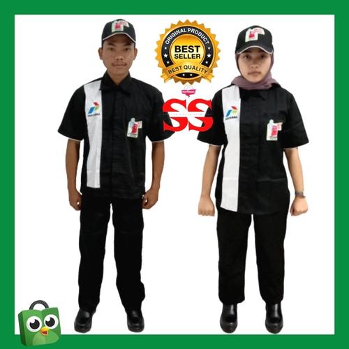 Jual Seragam Spbu Pertamina Pasti Pas Operator, Ob, Admin + topi + tas ...