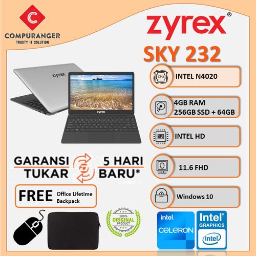 Jual Laptop ZYREX SKY 232 intel N4020 4GB 256SSD tambah 64GB W10 11.6FHD BT - NORMAL BUNDLING ...