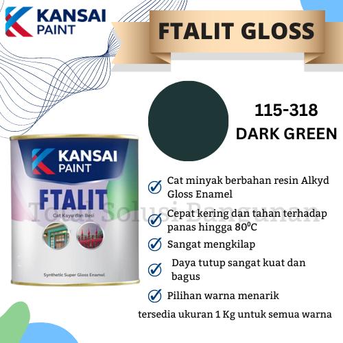 Jual Cat Besi dan Kayu FTALIT Gloss ukuran 1KG Dark Green - 318 - Kota ...