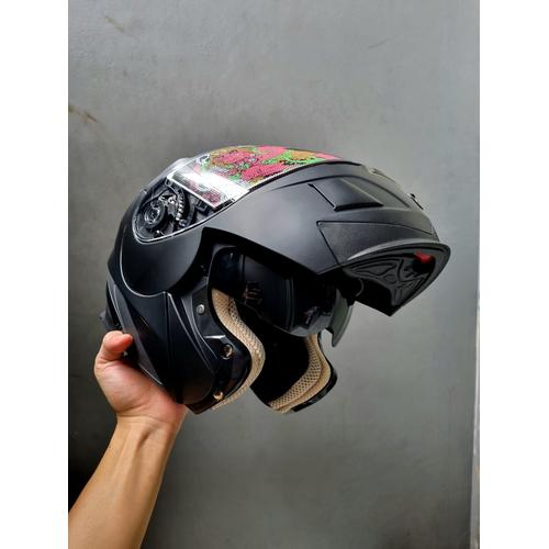 Promo ZEUS ZS 3020 MATT BLACK MODULAR FLIP UP DOUBLE VISOR - L Cicil 0% ...