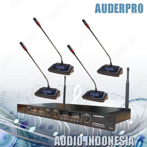 Jual MICROPHONE MEJA MEETING WIRELESS AUDERPRO K12 AP-949WMT 4 CHANNEL ...