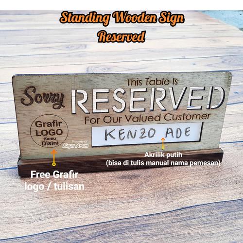 Jual Stand Reserved Meja / Sign Reserved Kayu tanda Nama Cafe Custom ...