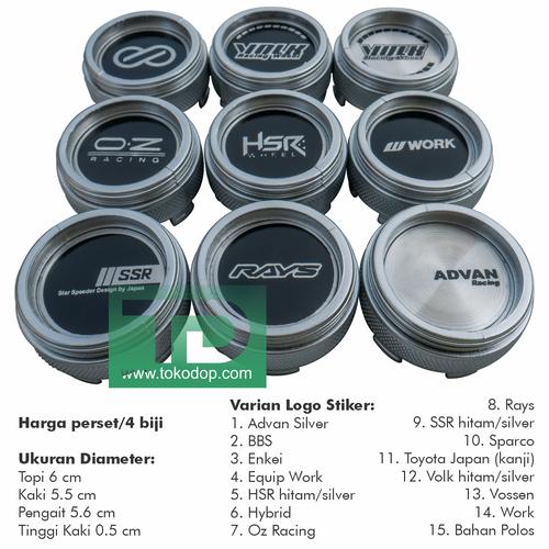 Jual DOP SILINDER 6 5.5 CM ADVAN BBS ENKEI EQUIP WORK HSR HYBRID OZ RACING - Silver, Advan ...