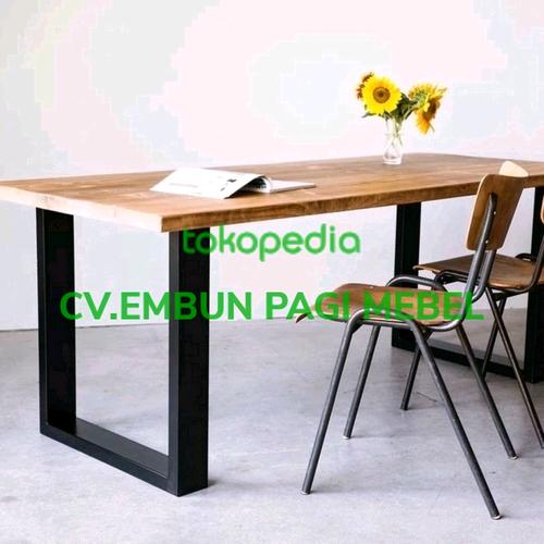 Jual meja kerja meja serbaguna meja kantor kayu mahoni dan kaki besi ...