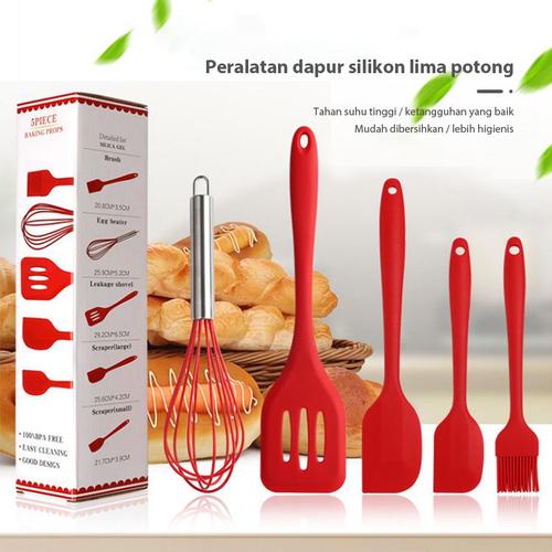 Jual Set Spatula Silikon Sutil Alat Masak Dapur 5 in 1 Anti Panas - SET ...