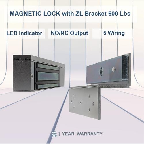 Jual Magnetic Lock with ZL Bracket 600Lbs 280Kg, EmLock Led, EM Lock ...