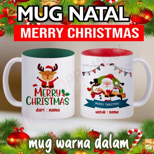 Promo Kado Natal Mug Warna Dalam Ucapan Christmas custom nama V1 ...