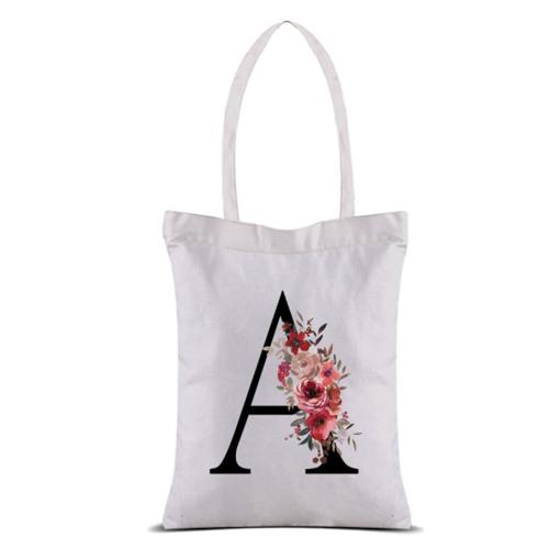 Jual Tas Kanvas Tote Bag Kanvas Custom Inisial Nama Motif Bunga Huruf A ...