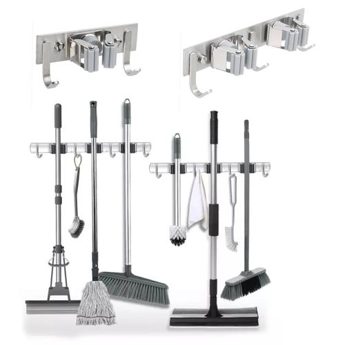 Jual Gantungan Sapu Pel + Kapstok Stainless Mop and Broop Holder + Hook ...