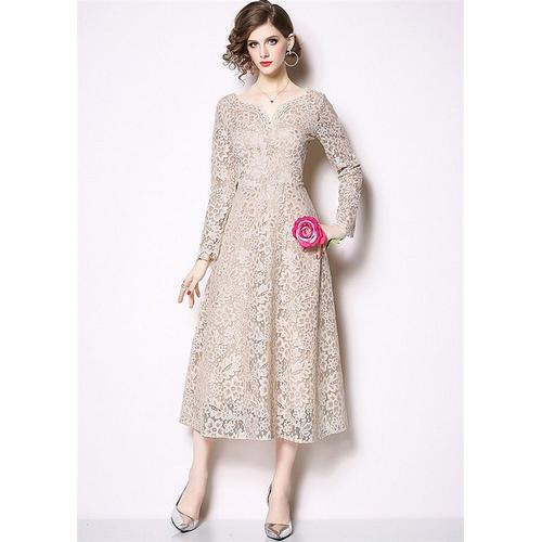 Jual Long dress Lace hitam krem coklat - Dress Brokat Premium IW29375 ...