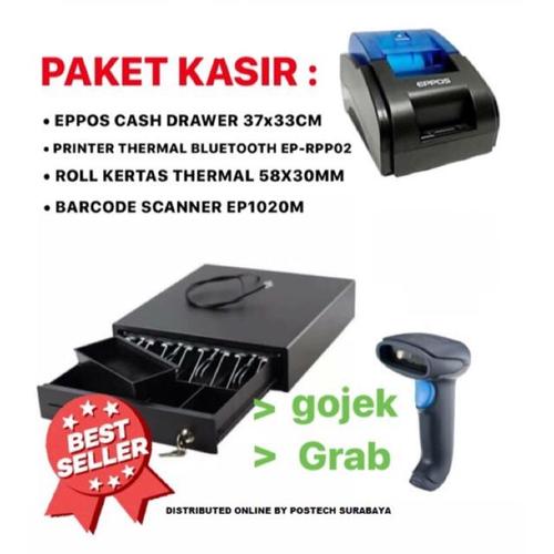 Jual Paket Kasir Cash Drawer+Printer Bluetooth+Barcode Scanner+Roll ...