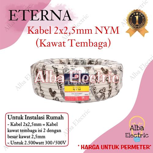 Jual Kabel Eterna Listrik NYM 2x2,5 Meteran Eterna Kawat Putih 2 x 2.5 MM - Jakarta Barat ...