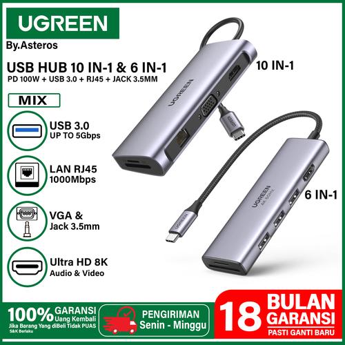 Jual HUB Usb Type C To RJ45 ,HDMI ,VGA ,SD Card UGREEN Max 8K Display ...