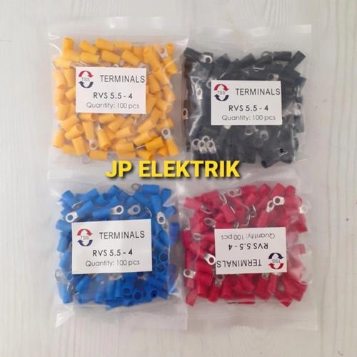 Jual Kabel Skun Ring RVS 5.5 - 4 Isolasi/Skun Kabel Ring 6mm M4 - Hitam ...