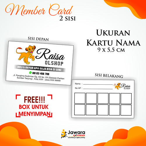 Jual CETAK PAKET CUSTOM MEMBER CARD MURAH (100 PCS 1BOX) IV STANDAR 2 ...