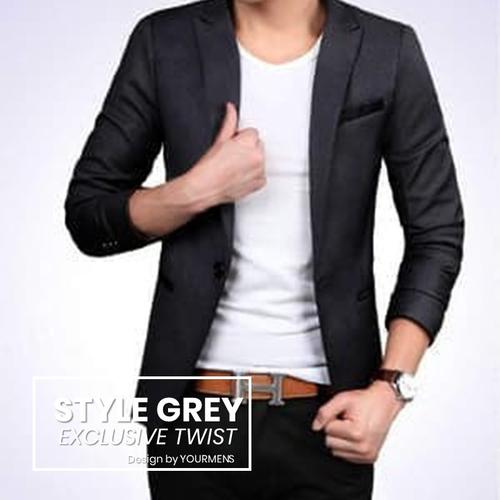Promo Jas Pria STYLE GREY - JAS COWOK MODEL SLIMFIT KOREA CASUAL ABU ...