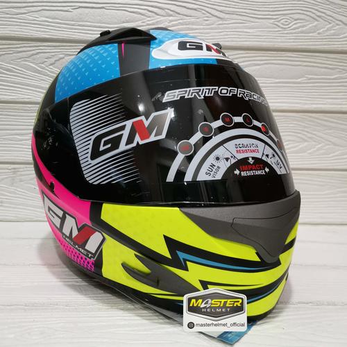 Jual HELM GM RACE PRO FULLFACE MOTIF FLASH BLACK PINK DARK SMOKE VISOR ...
