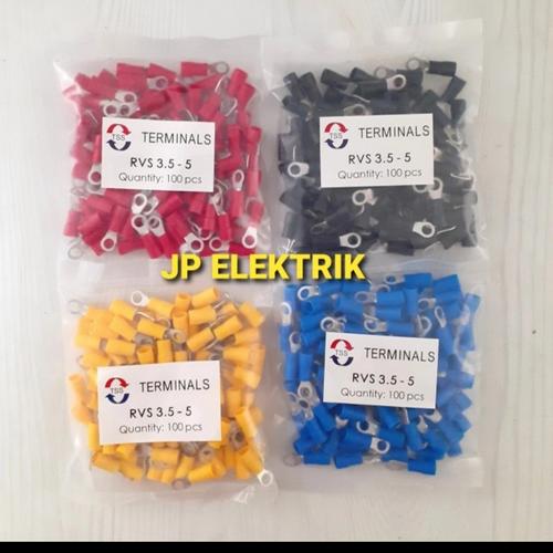 Jual Kabel Skun Ring RVS 3.5 - 5 Isolasi/Skun Kabel Ring 4mm M5 - Hitam ...