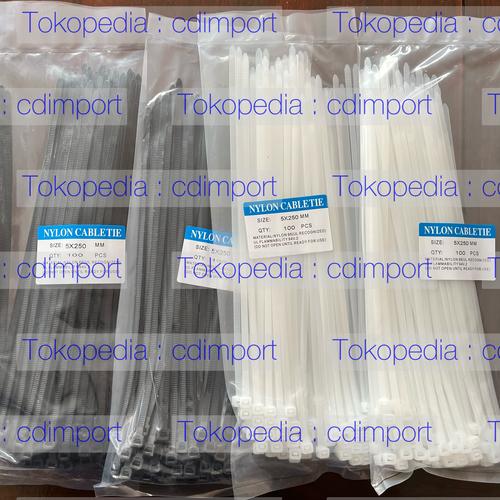 Jual Kabel Tie 4,8 x 25cm Cable Ties Nylon 4.8 x 250mm Hitam Putih - Putih - Jakarta Pusat ...