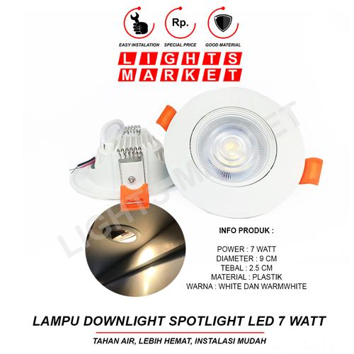 Jual Lampu Downlight Spotlight LED 7 Watt 7W Putih/Warm White Kuning 220V - WarmwhiteKuning ...