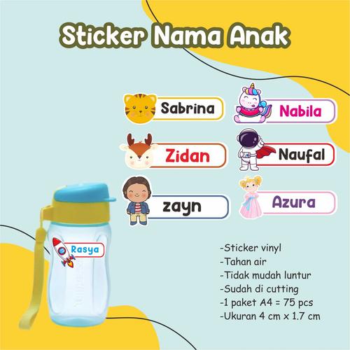 Jual Sticker Nama Anak / Sticker Nama Costum / Sticker Label Nama - A ...
