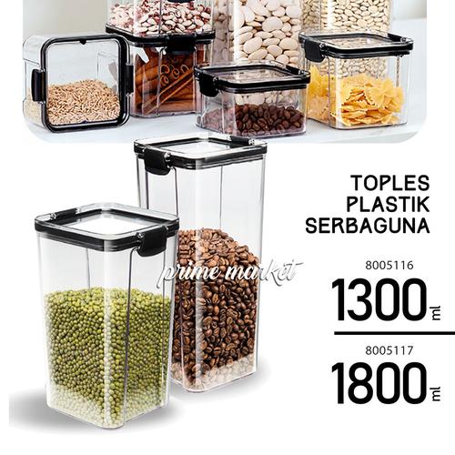 Jual Toples Kotak Bening Kedap Udara / Toples Bumbu / Toples Kue Kering ...